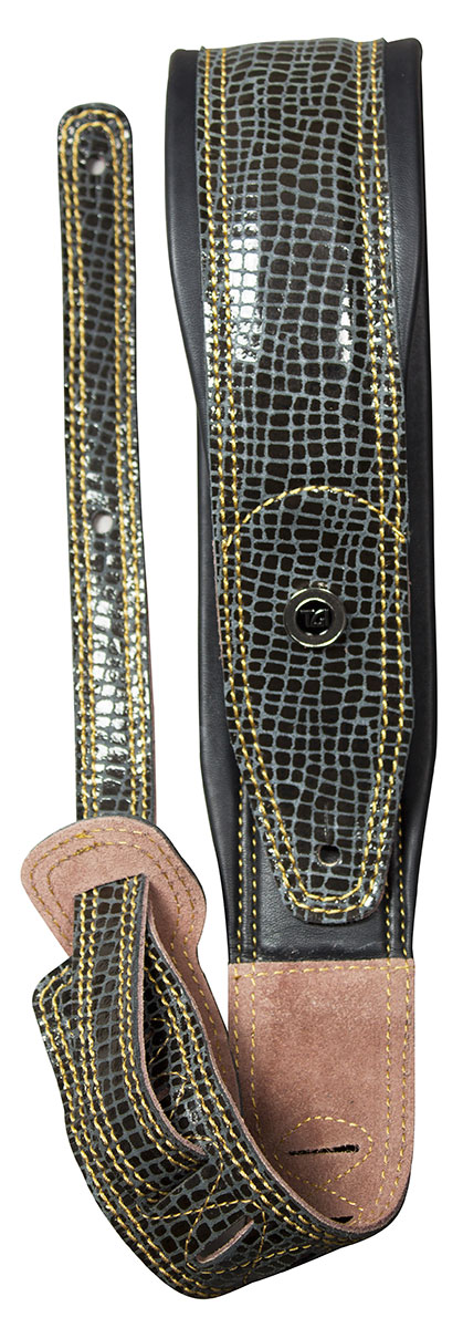 TGI Strap Padded Leather Grey Skin Effect - Mikes Music Shop